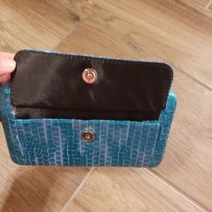 Bags | Distressed Metallic Turquoise Clutch Wallet | Poshmark